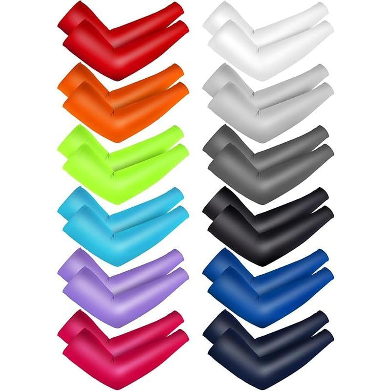 12 Pairs Sports Arm Sleeves for Kids Basketball Baseball Arm Sleeves UV ...