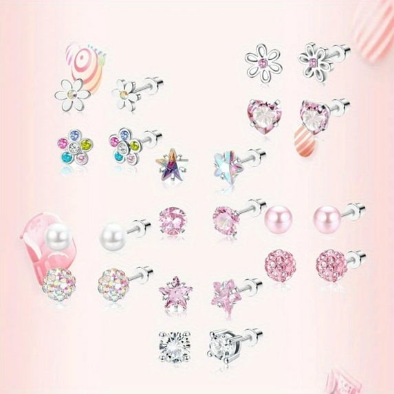 12 Pairs Stainless Steel Hypoallergenic Screw Back Earrings, Classic ...