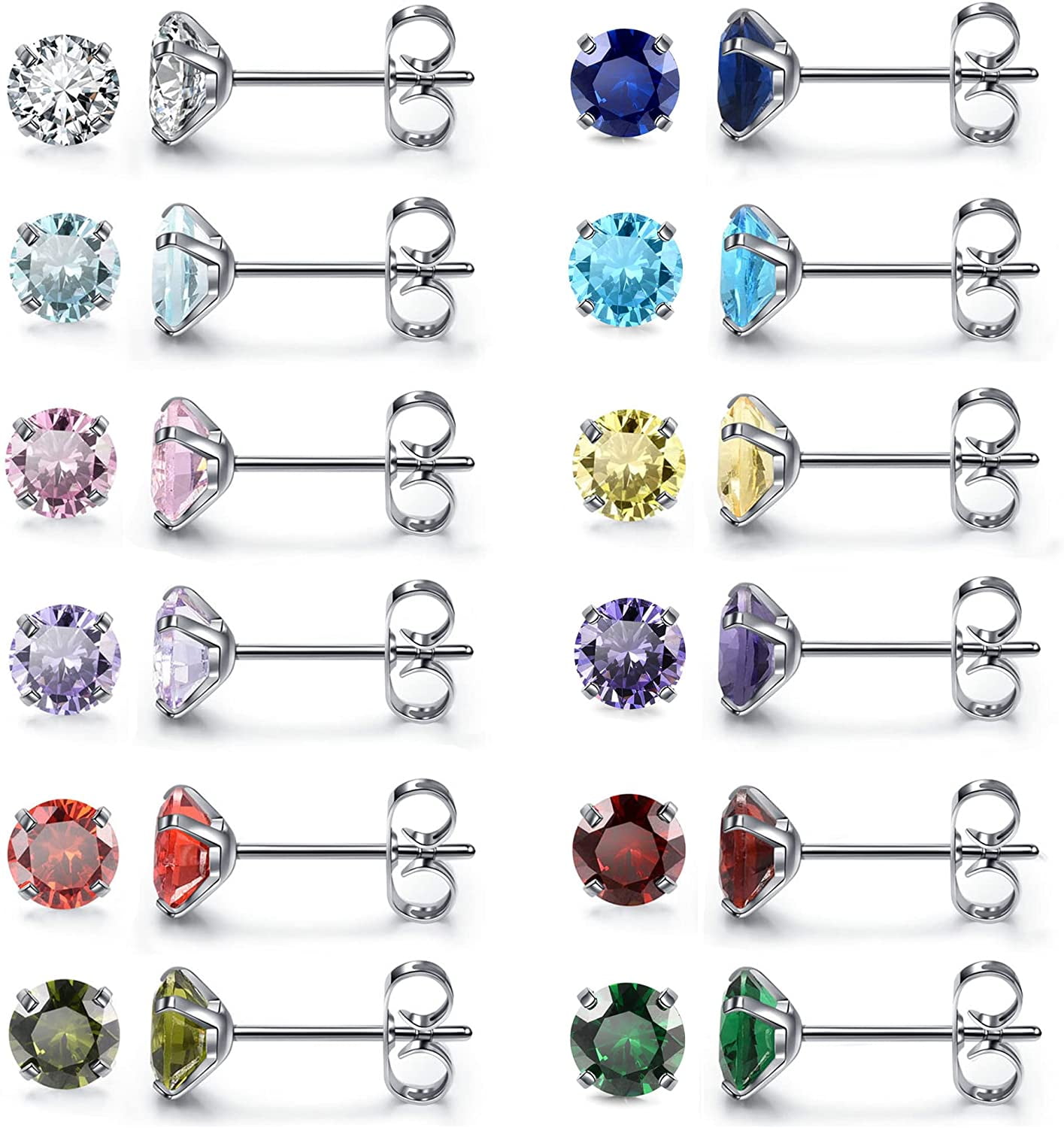12 Pairs Stud Earrings Set for Women 316L Surgical Hypoallergenic ...