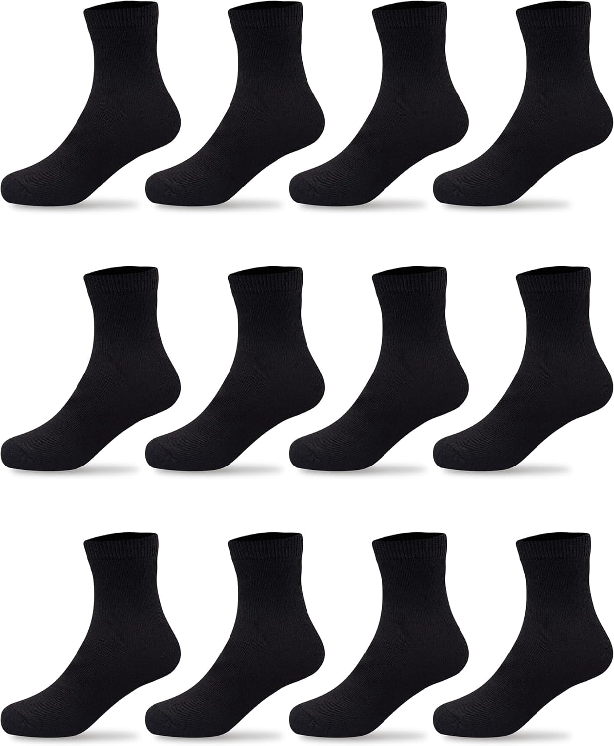 12 Pairs Toddler Kids Crew Socks Boys Girls Socks Mid Cut Athletic Kids ...