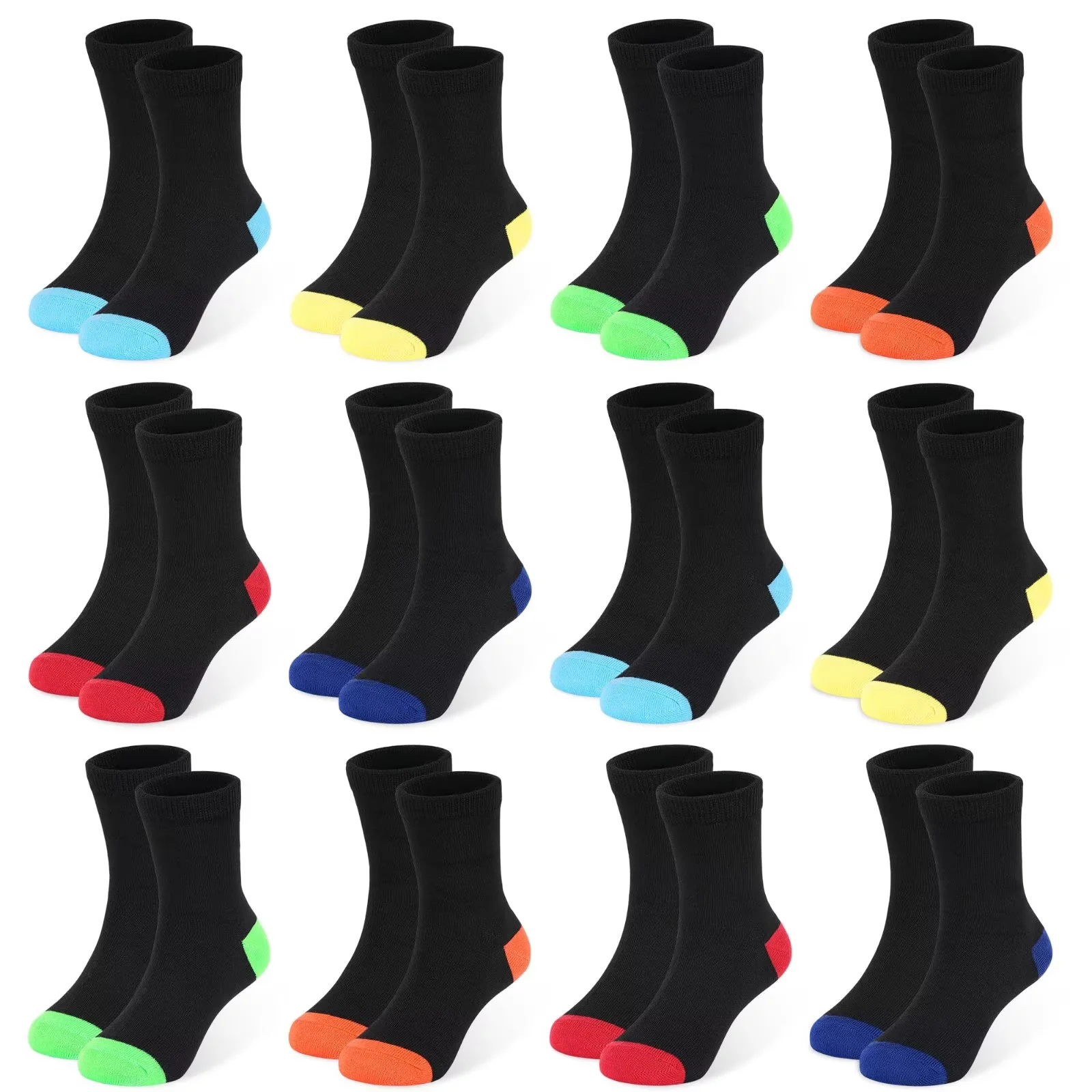 12 Pairs Toddler Socks Boys Crew Socks Kids Girls Sock Boys Dress Sock ...