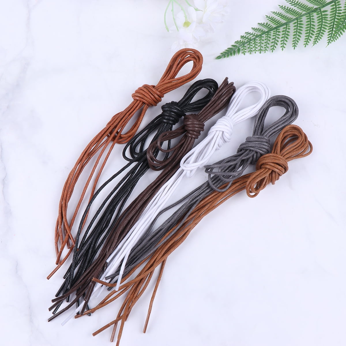 12 Pairs Waxed Round Shoelaces Boot Laces Thin Shoe String Boot Laces ...
