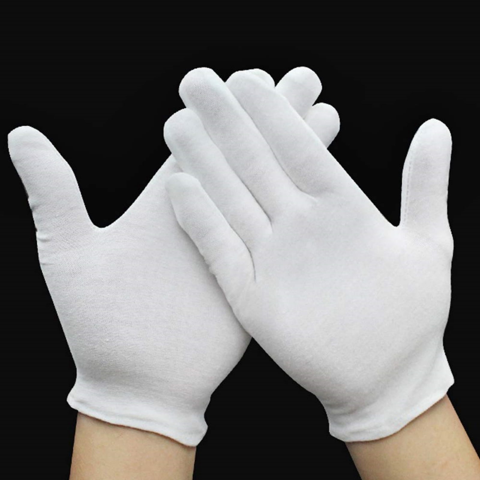 12 Pairs White Cotton Gloves, Moisturizing Sleeping Gloves for Men and ...