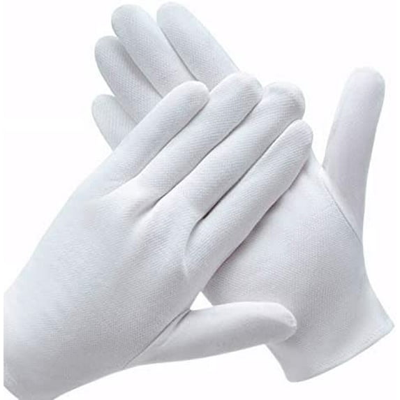 12 Pairs White Cotton Gloves for Serving Inspection Costume - Cloth ...