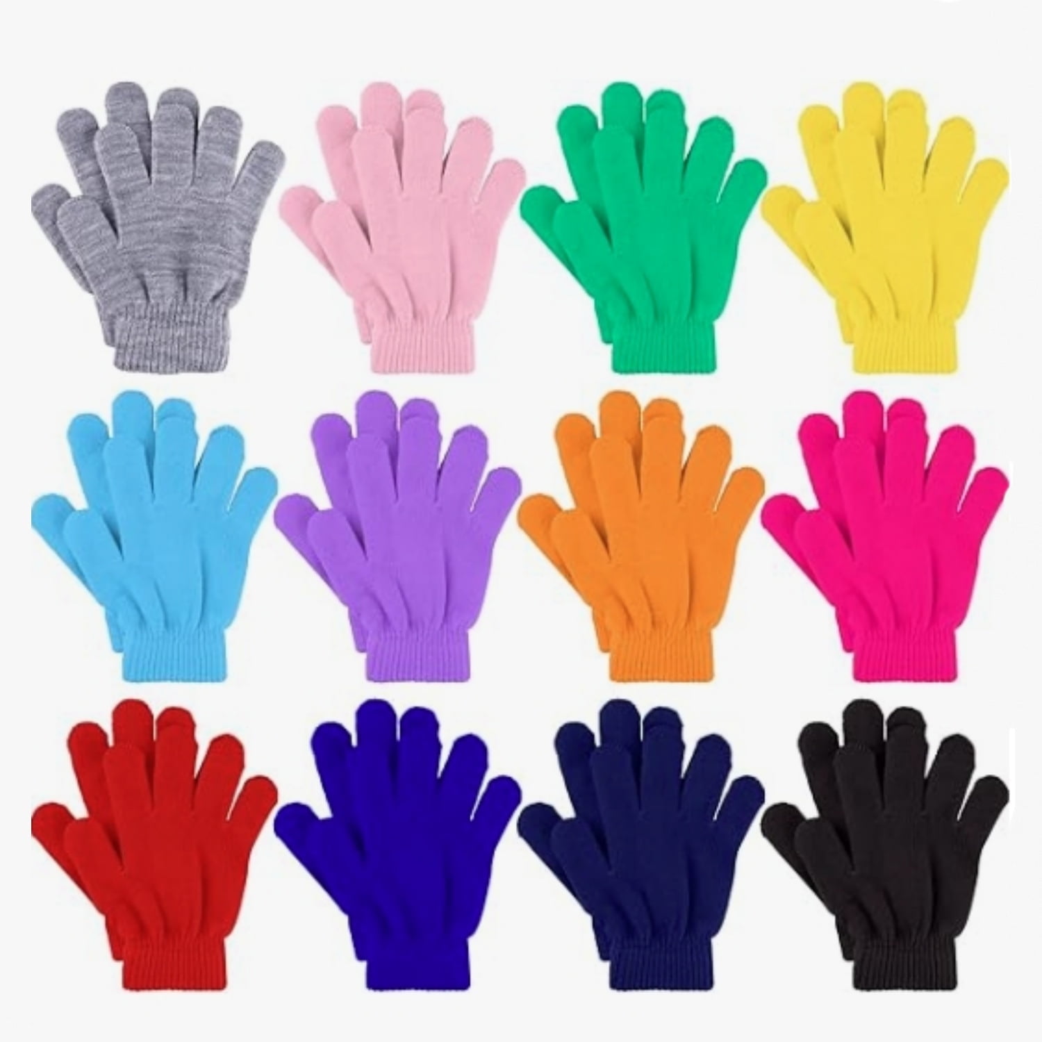 12 Pairs Winter Gloves,Kid's Warm Knit Gloves,Stretchy Mittens Full ...