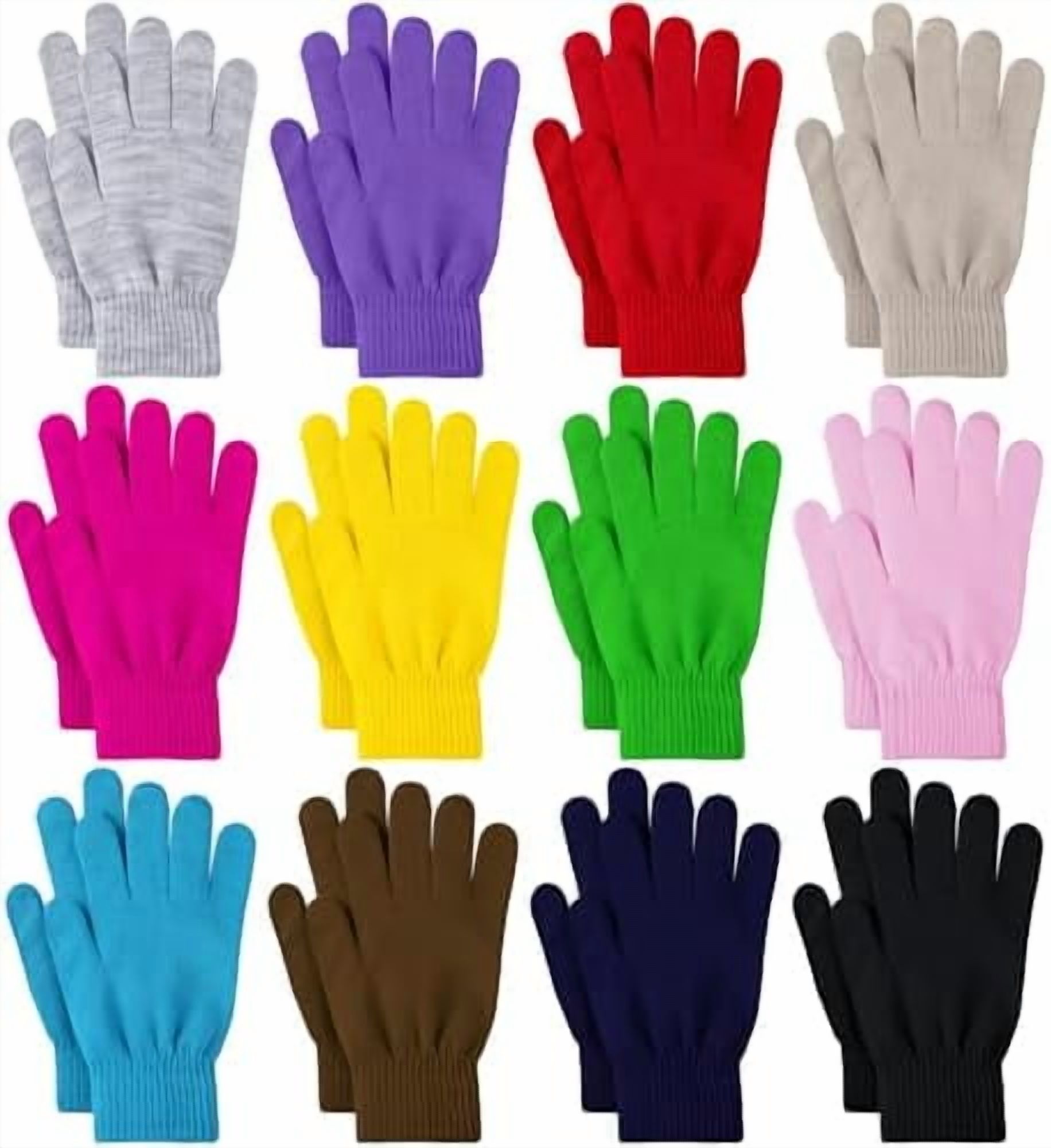 12 Pairs Winter Gloves Knit Warm Adult Stretchy Magic Gloves Bulk for ...