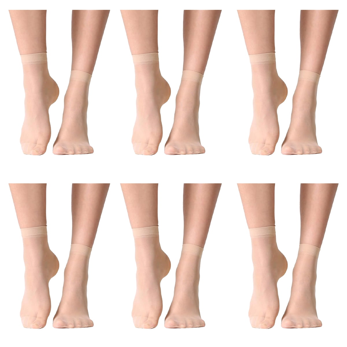 12 Pairs Women's Ankle High Sheer Socks Nude Stocking Ultra Thin Cool ...