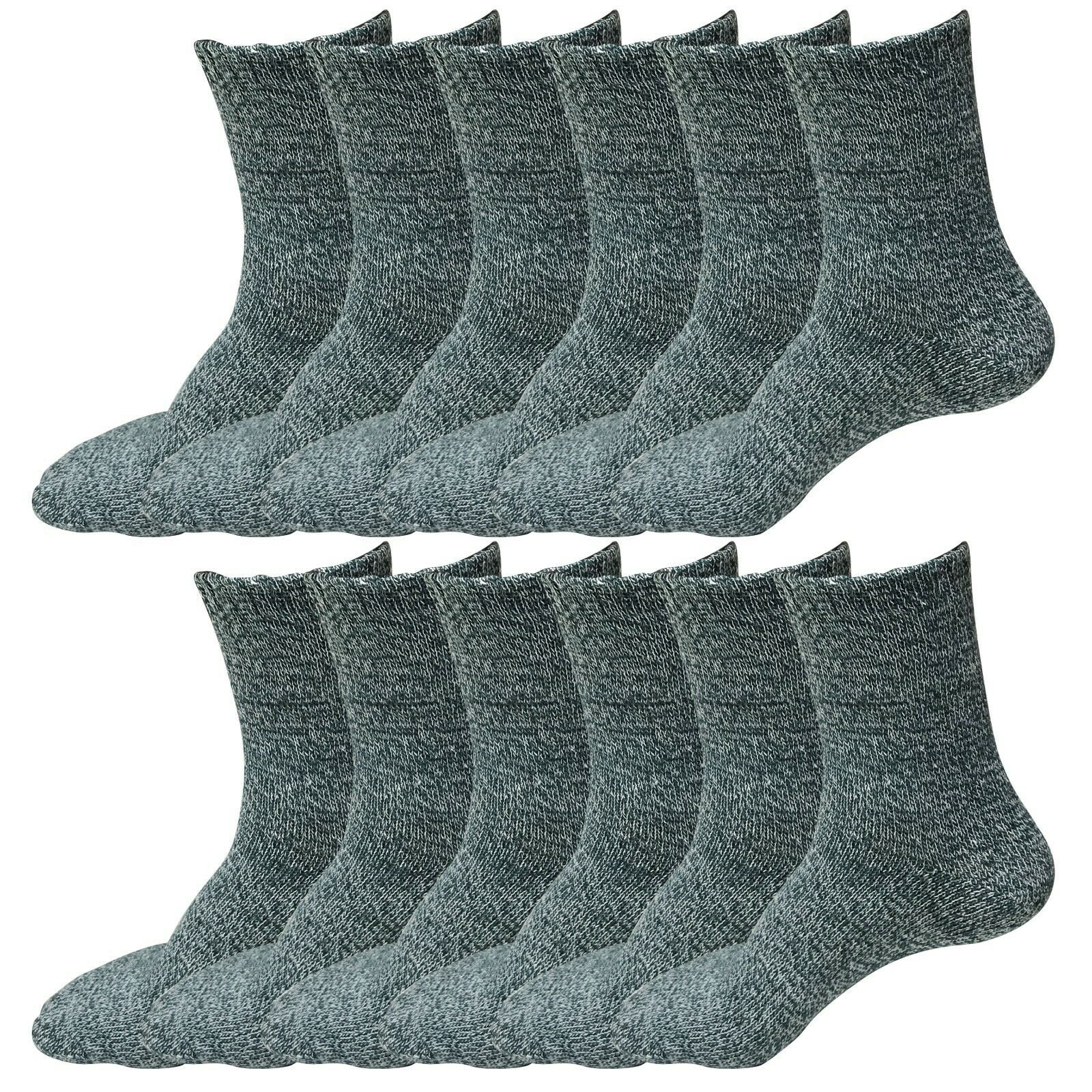 12 Pairs Womens Winter Casual Wool Blend Thick Knit Thermal Warm Crew ...