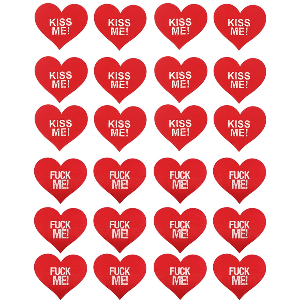 12 Pairs Words Nipple Cover Satin Noctilucent Heart Pasties Disposable ...