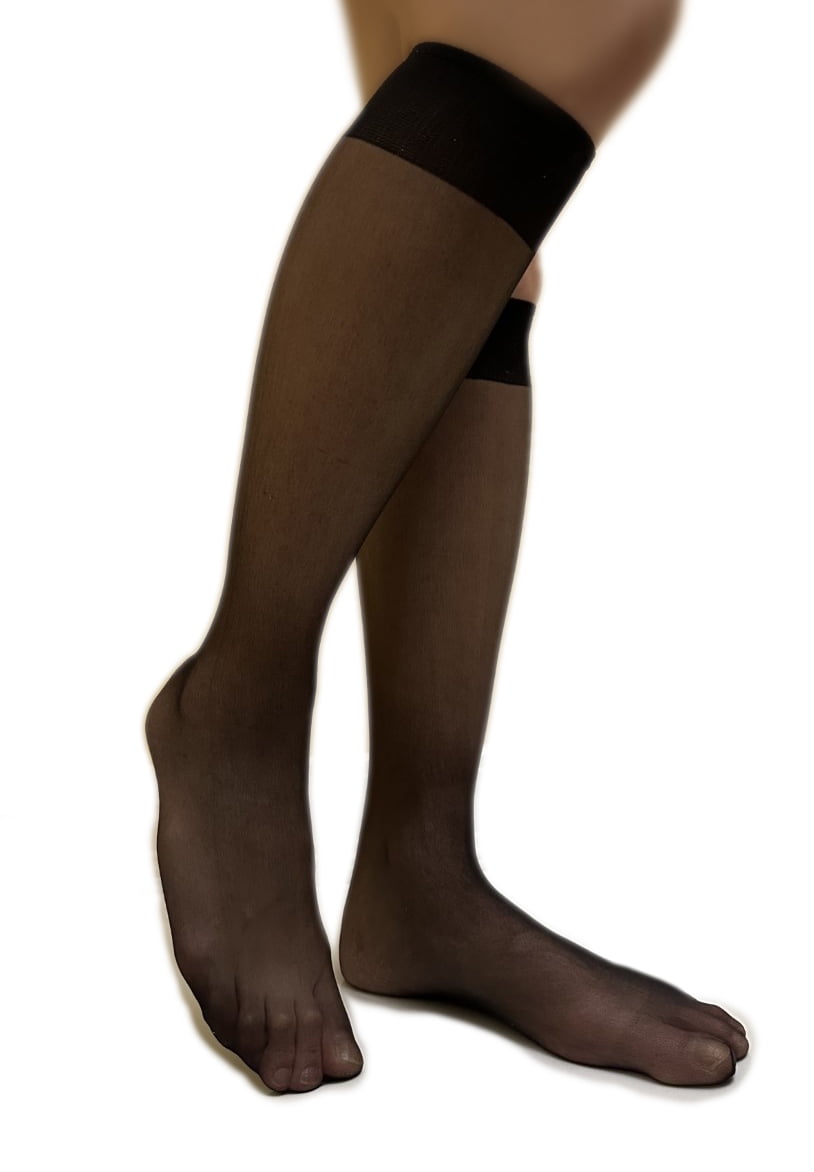 Walmart Women's Jet Black Ultra Sheer Nylon Hosiery Knee High Socks, 12 ...