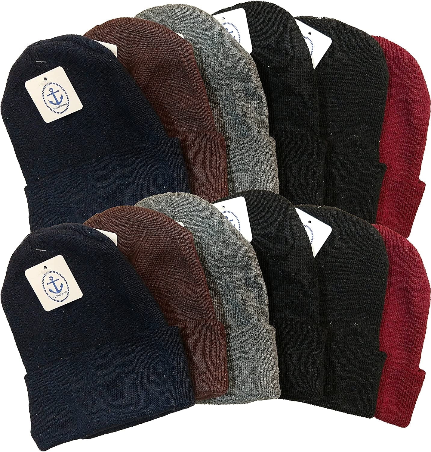 Yacht & Smith Adult Winter Beanie Hats 12 Pack Assorted Colors Warm ...