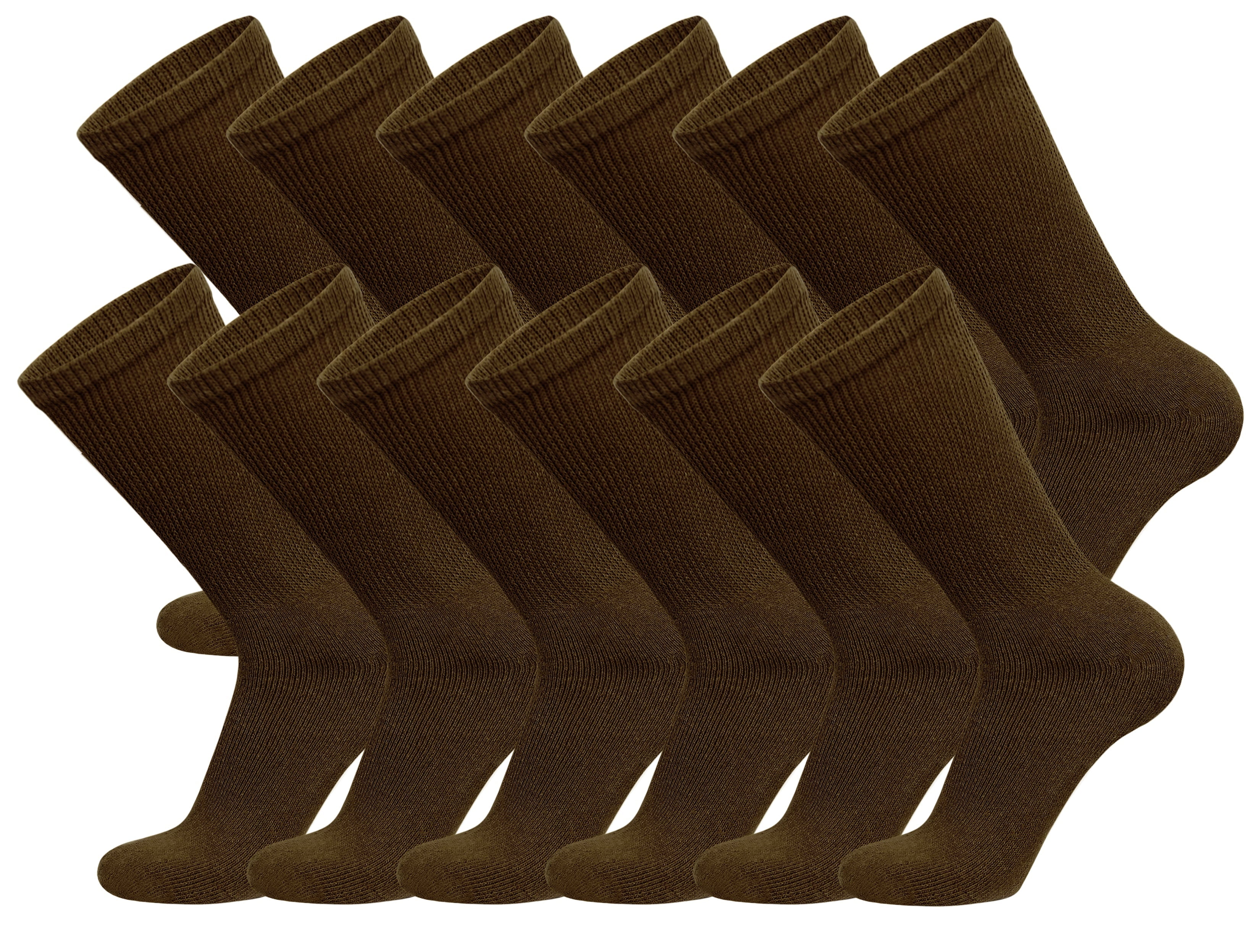 12 Pairs of Big and Tall Diabetic Cotton Neuropathy Crew Socks (Brown ...