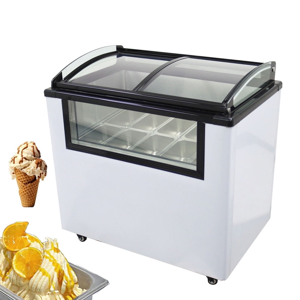 12-Pan Gelato Ice Cream Showcase 170L Glass Door Commercial ...