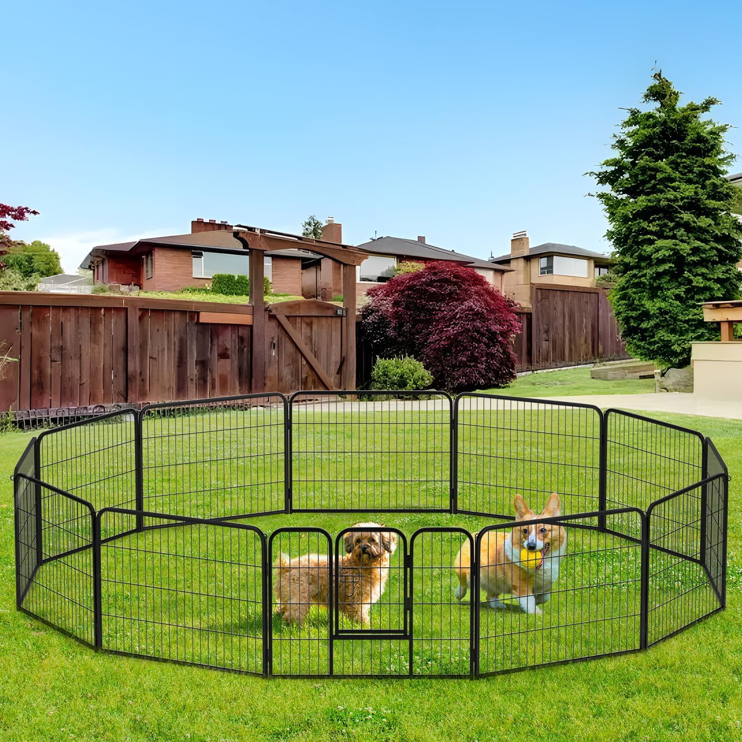 12 Panel Dog Playpen 24 inch Height Portable Dog Pen for Dog Pet Puppy ...