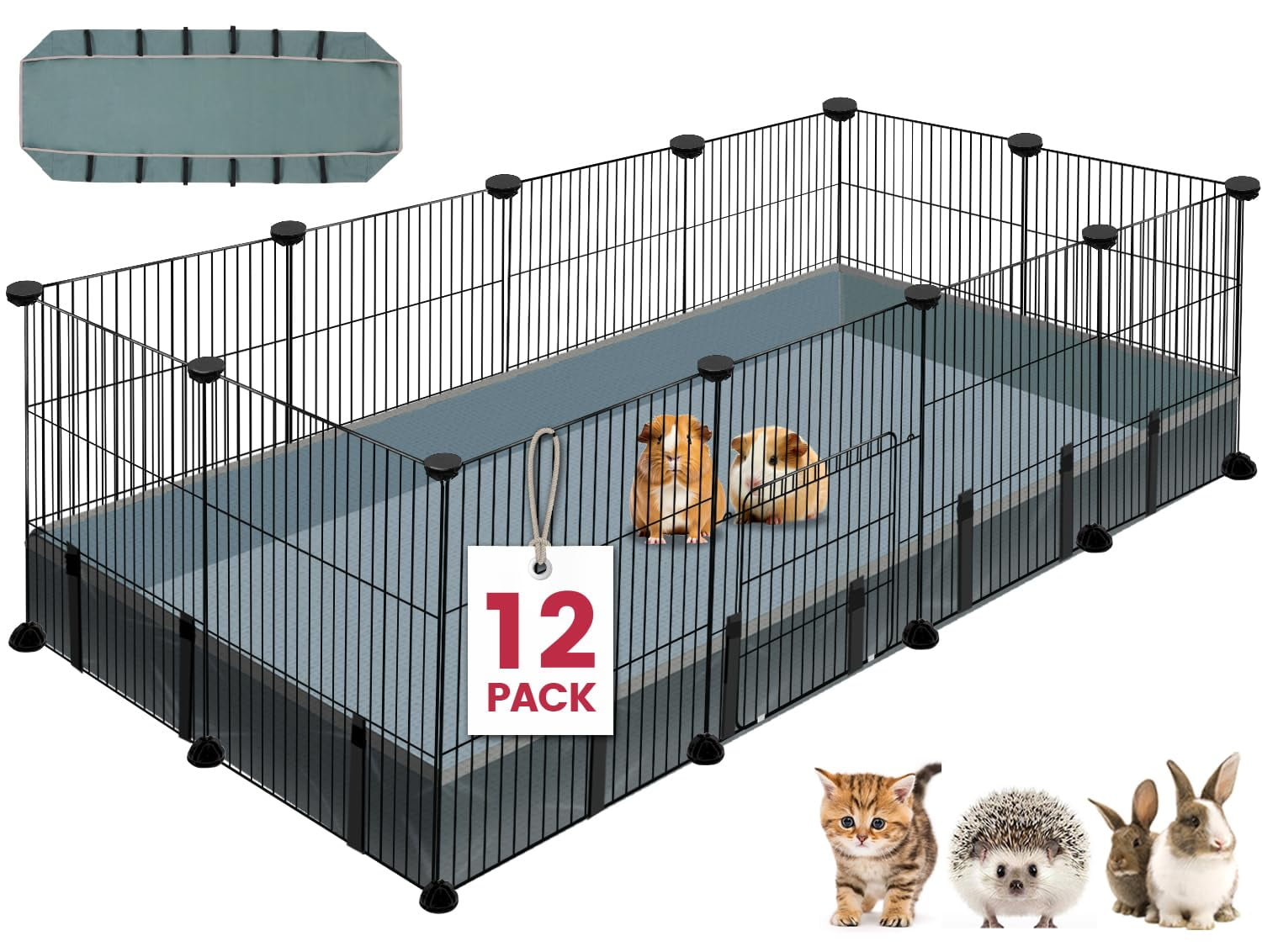 12 Panels - 48"L x 24"W x 16"H Black Pet Playpen - Walmart.com