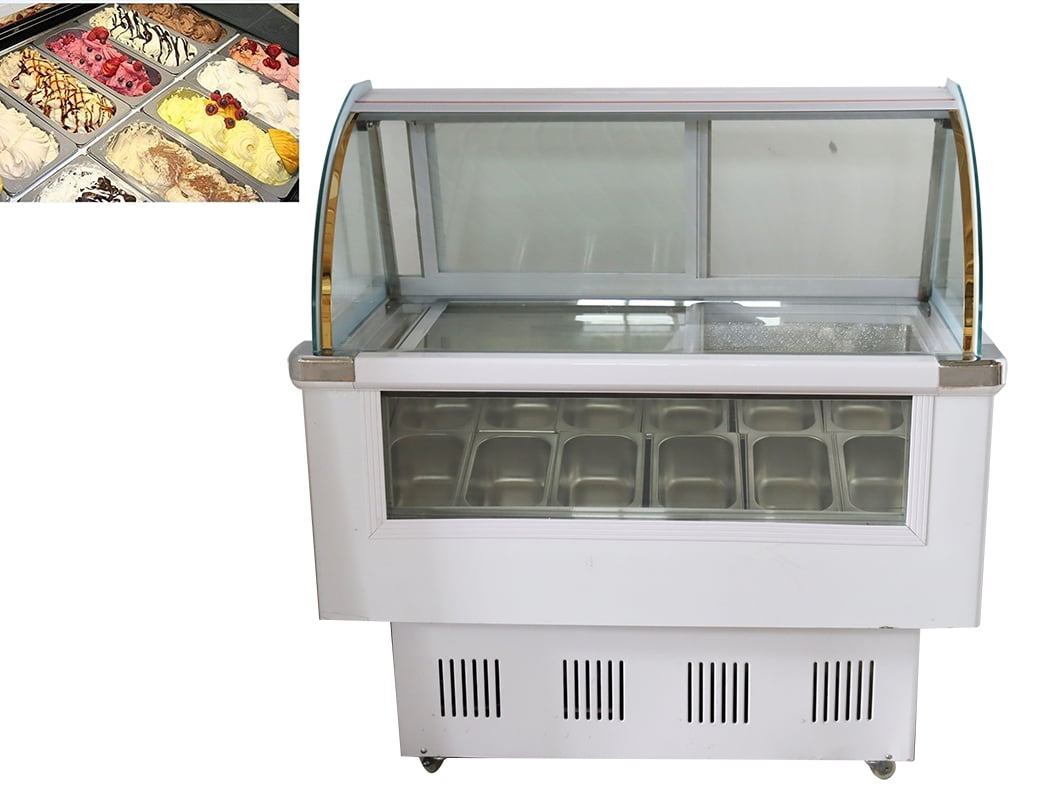 12 Pans Gelato Refrigerator Showcase Hard Ice Cream Freezer Display ...