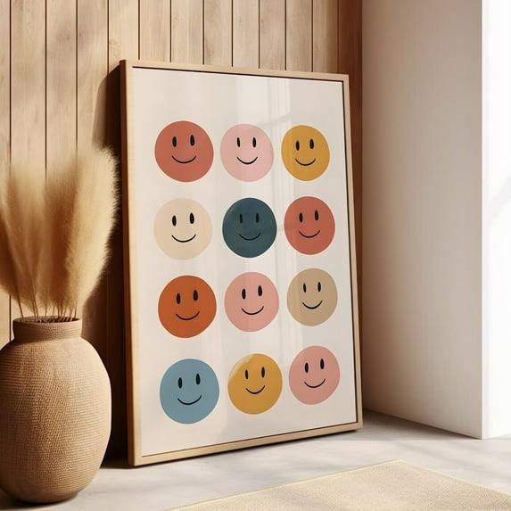 12 Pastel Smiley Faces Nursery Wall Art Or, Baby Art Print, Newborn ...
