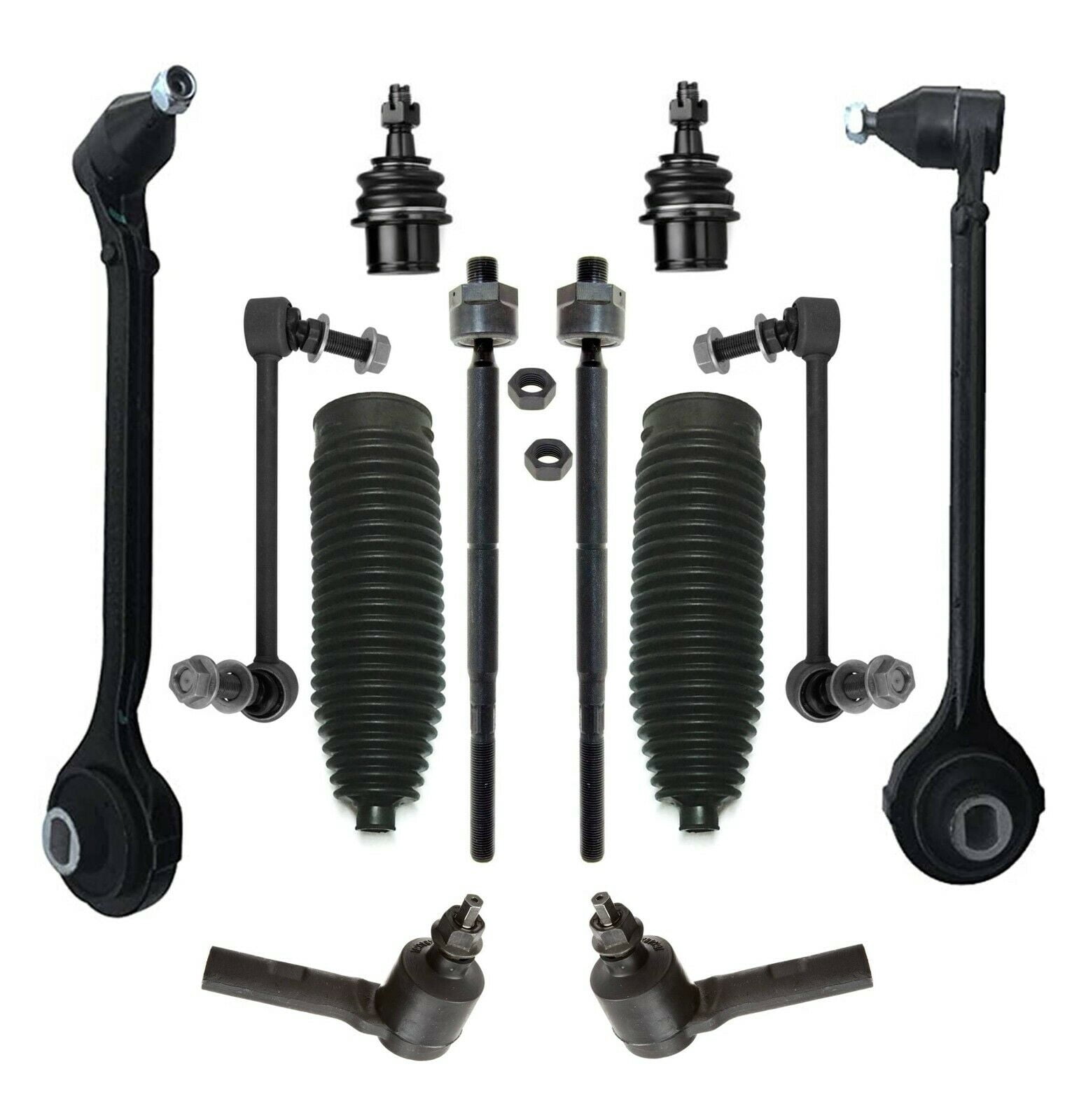 12 Pc Complete Suspension Inner Outer Tie Rod Ends Rack & Pinion Bellow ...