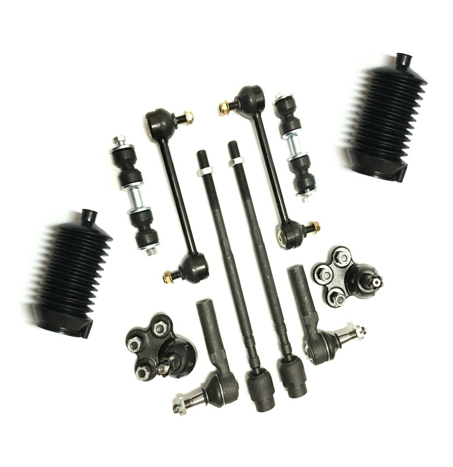 12 Pc Complete Suspension Kit Inner & Outer Tie Rod Ends Lower Ball ...