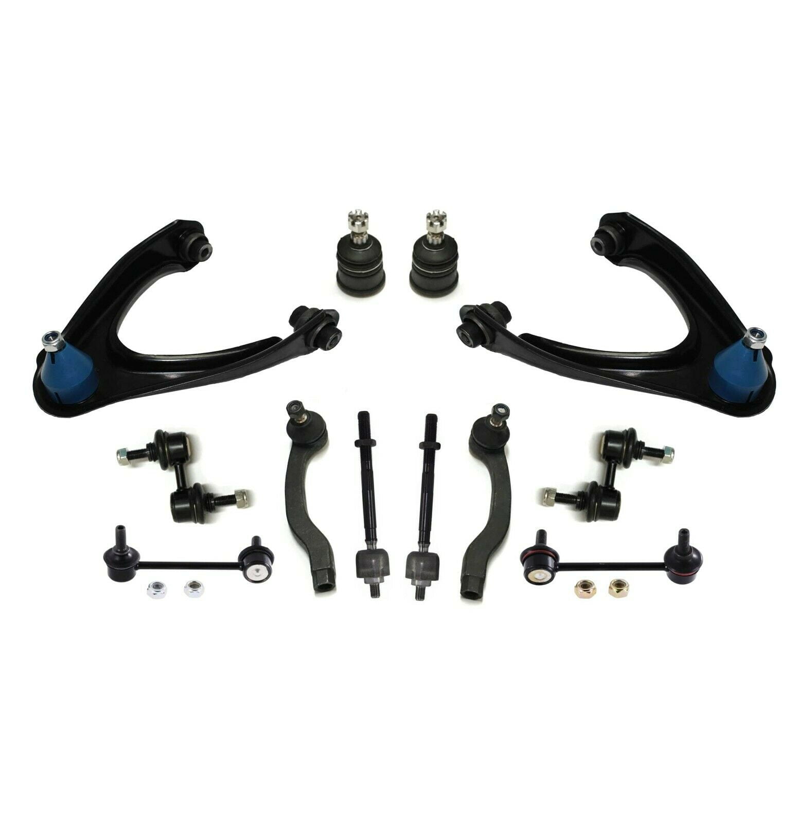 12 Pc Front & Rear Suspension Upper Control Arm Tie Rod Ends Sway Bar ...