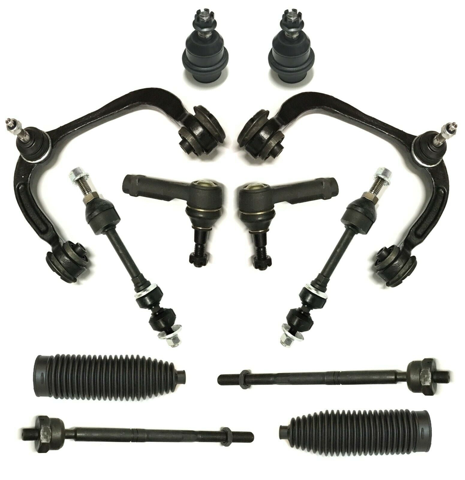 12 Pc Front Upper Control Arms + Complete Suspenson Kit Compatible with ...