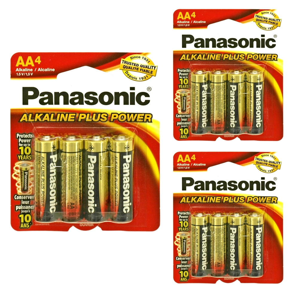 12 Pc Panasonic AA-4 Alkaline Plus Batteries All Purpose Home Office ...