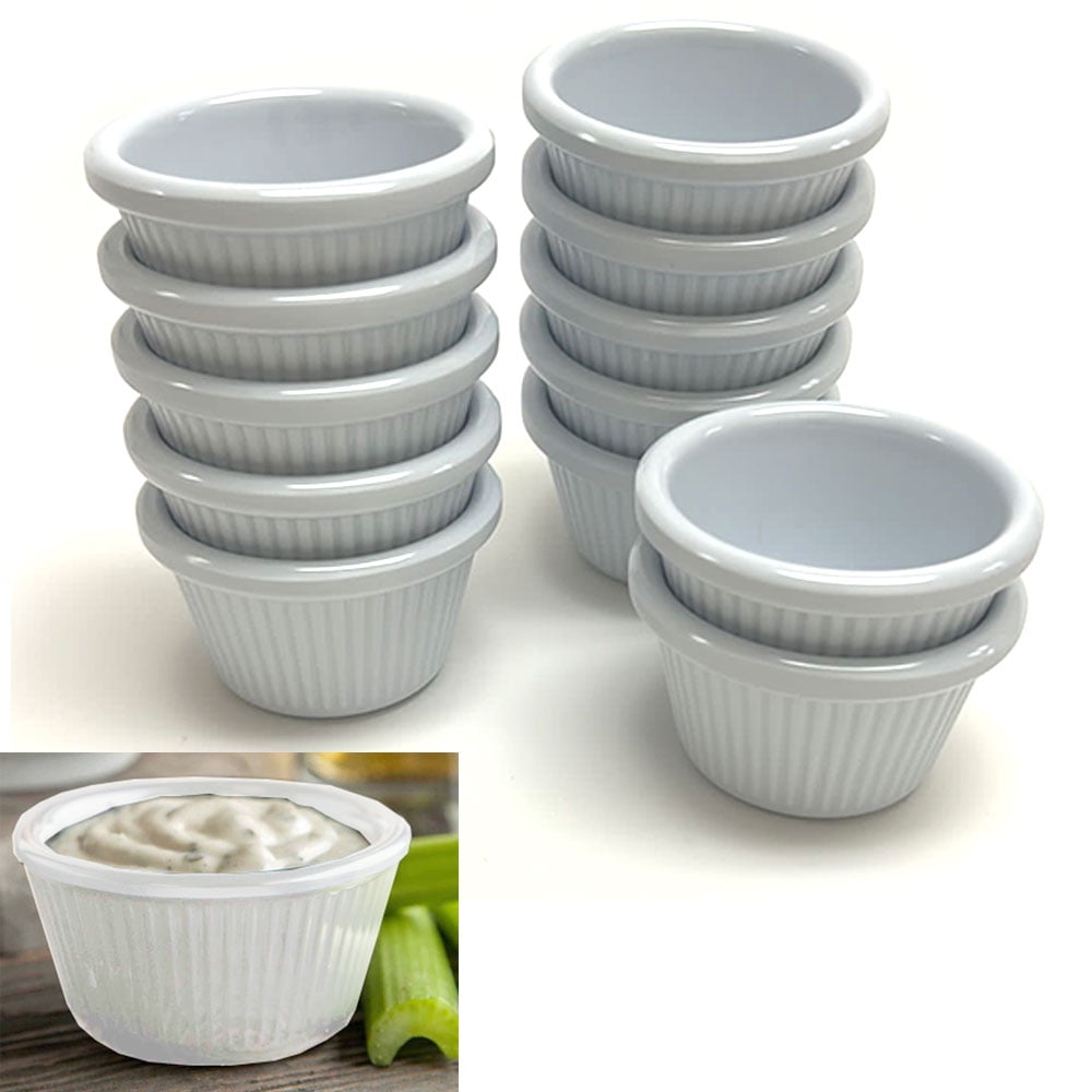 12 Pc Ramekins White Mini Melamine Condiment Dip Cups Bowl BPA Free ...