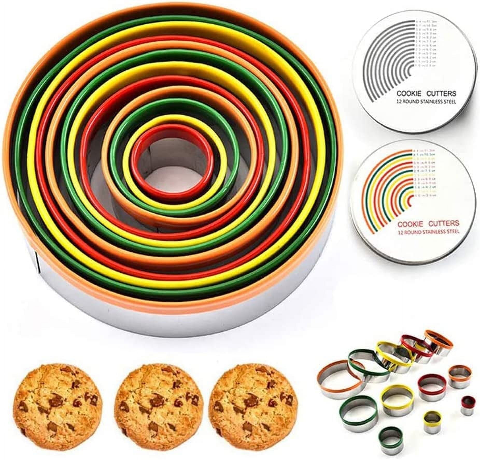 12 Pc Round Cookie Cutter Set，stainless Steel Circle Biscuits Cutters ...