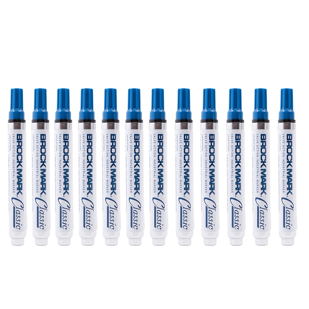 12 Pc Set Blue Brockmark Classic Industrial Permanent Paint Markers Pen ...