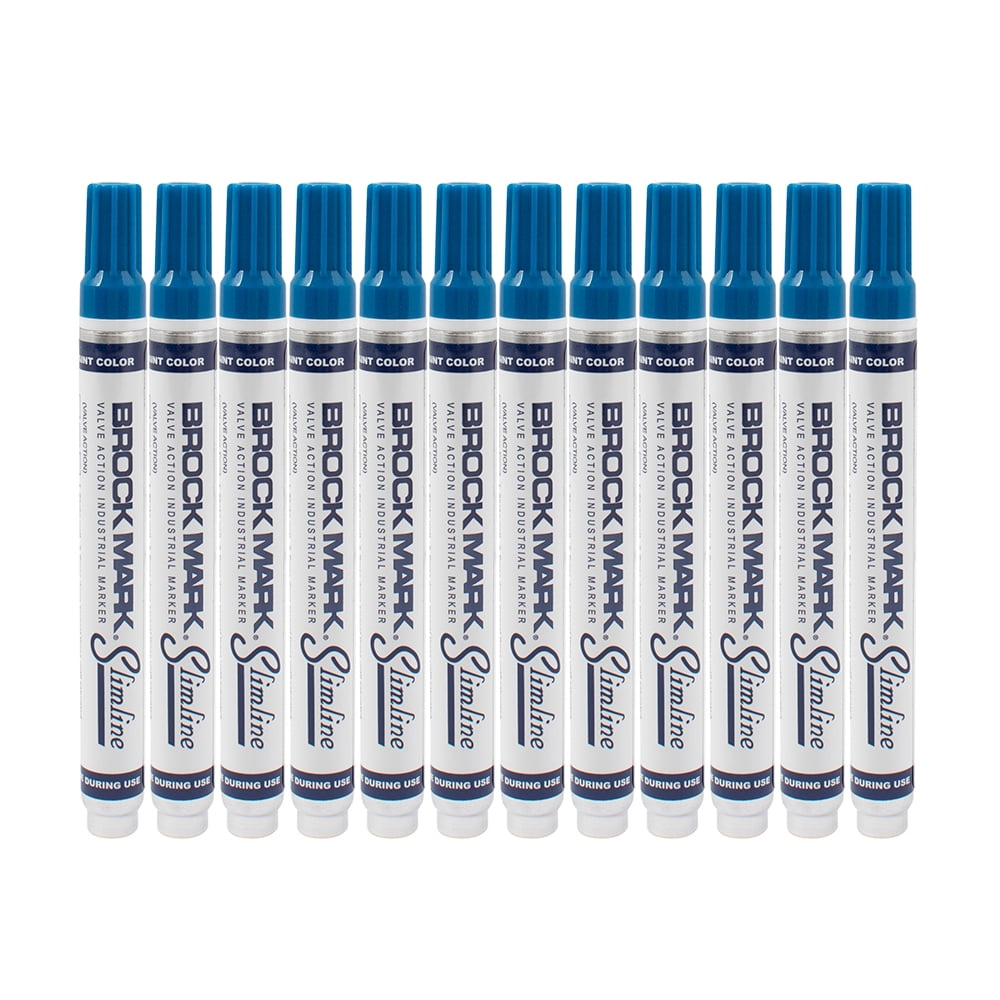 12 Pc Set Dark Blue Brockmark Slimline Industrial Paint Markers Opaque ...