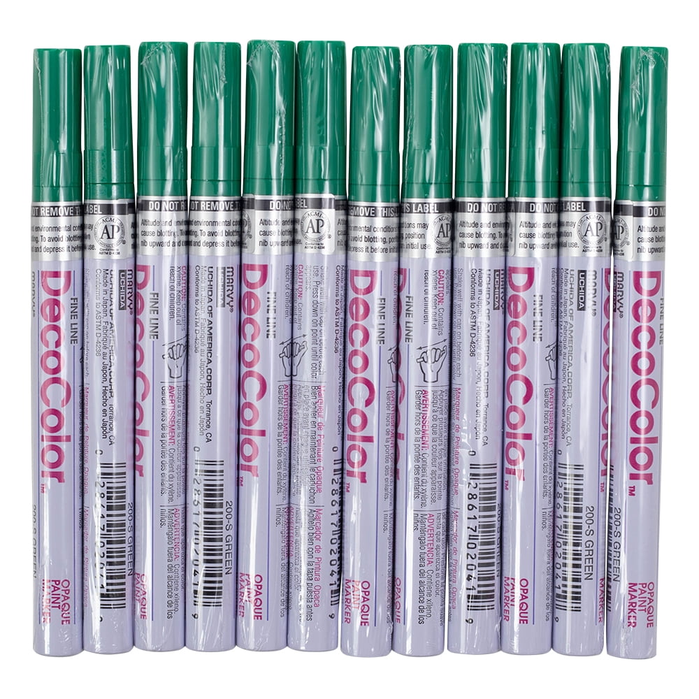12 Pc Set Green Decocolor Fine Line Point Oil Based Glossy Opaque Paint ...