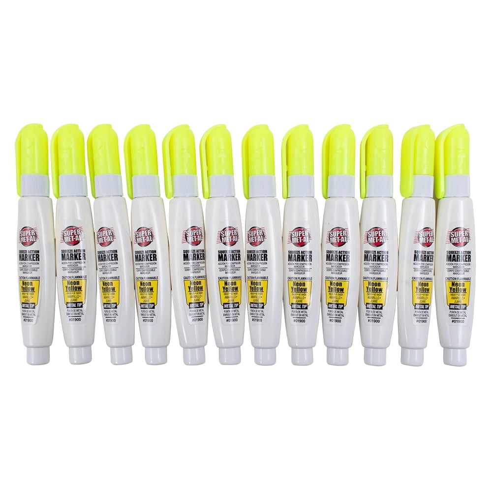 12 Pc Set Neon Yellow Super Met-Al Fine Tip Paint Marker Pens 1.4mm ...
