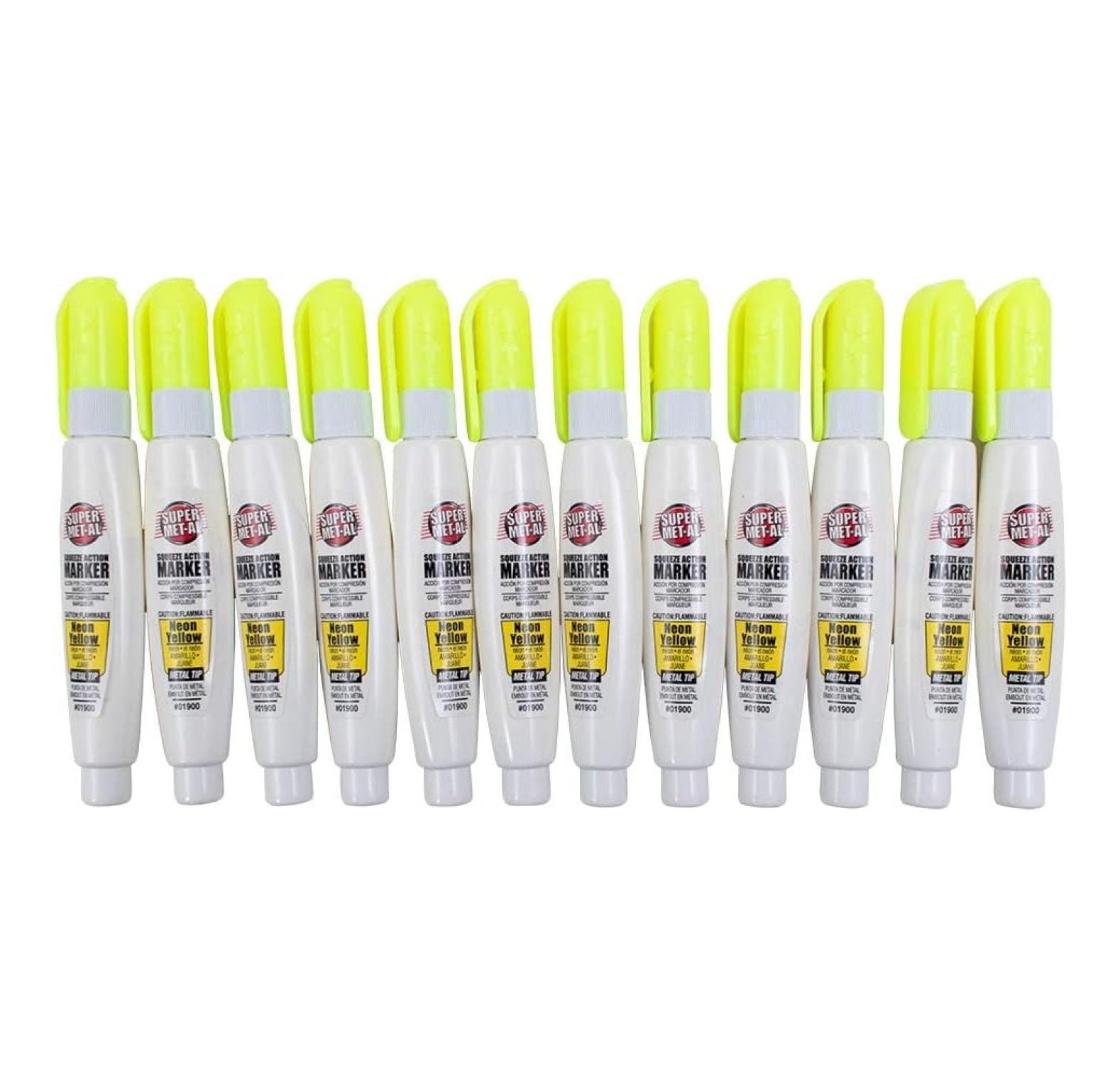 12 Pc Set Neon Yellow Super Met-Al Fine Tip Paint Marker Pens 1.4mm ...
