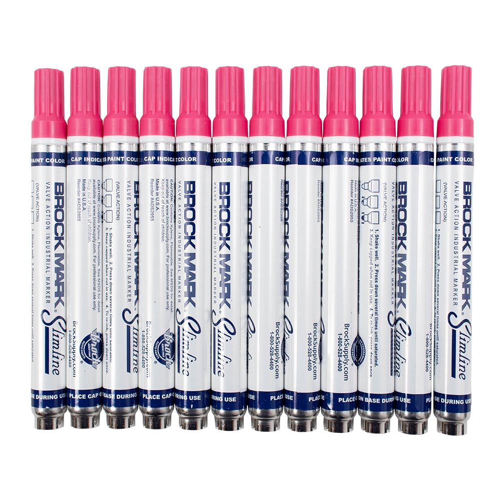 12 Pc Set Pink Brockmark Slimline Industrial Paint Markers Opaque Gloss ...