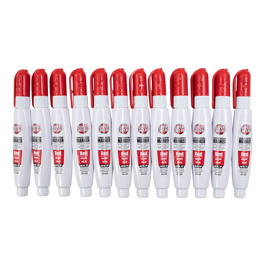 12 Pc Set Red Super Met-Al Fine Tip Paint Marker Pens Weatherproof 1 ...