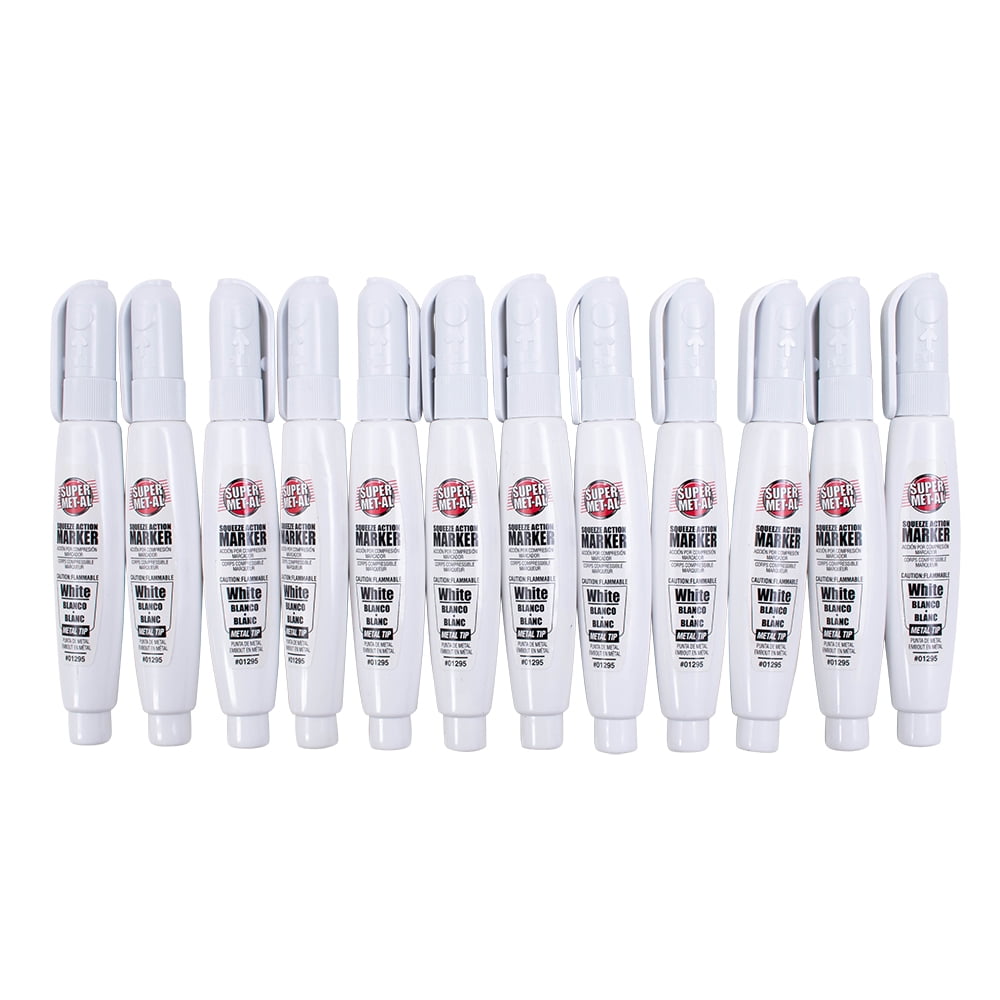 12 Pc Set White Fine Tip 1.4mm Stroke Super Met-Al Paint Marker Pens ...