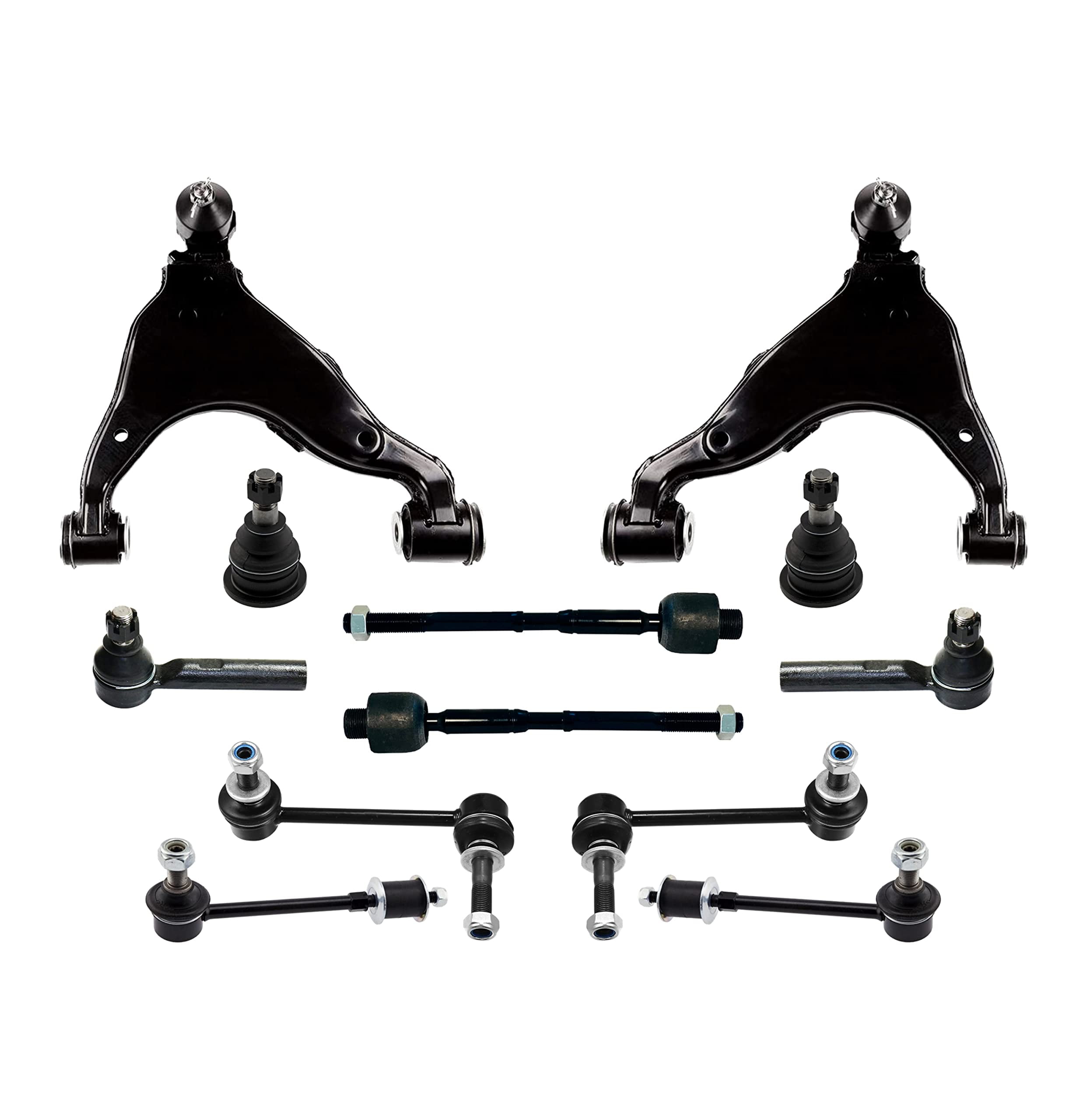 12 Pc Steering & Suspension Kit Lower Control Arms, Upper Ball Joints ...
