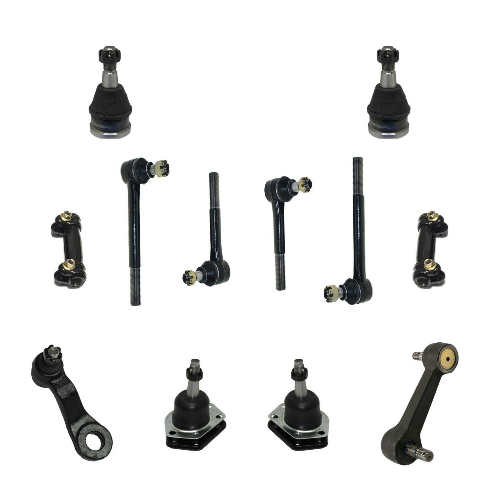 12 Pc Suspension Inner Outer Tie Rod Ends Adjusting Sleeves Upper Lower ...