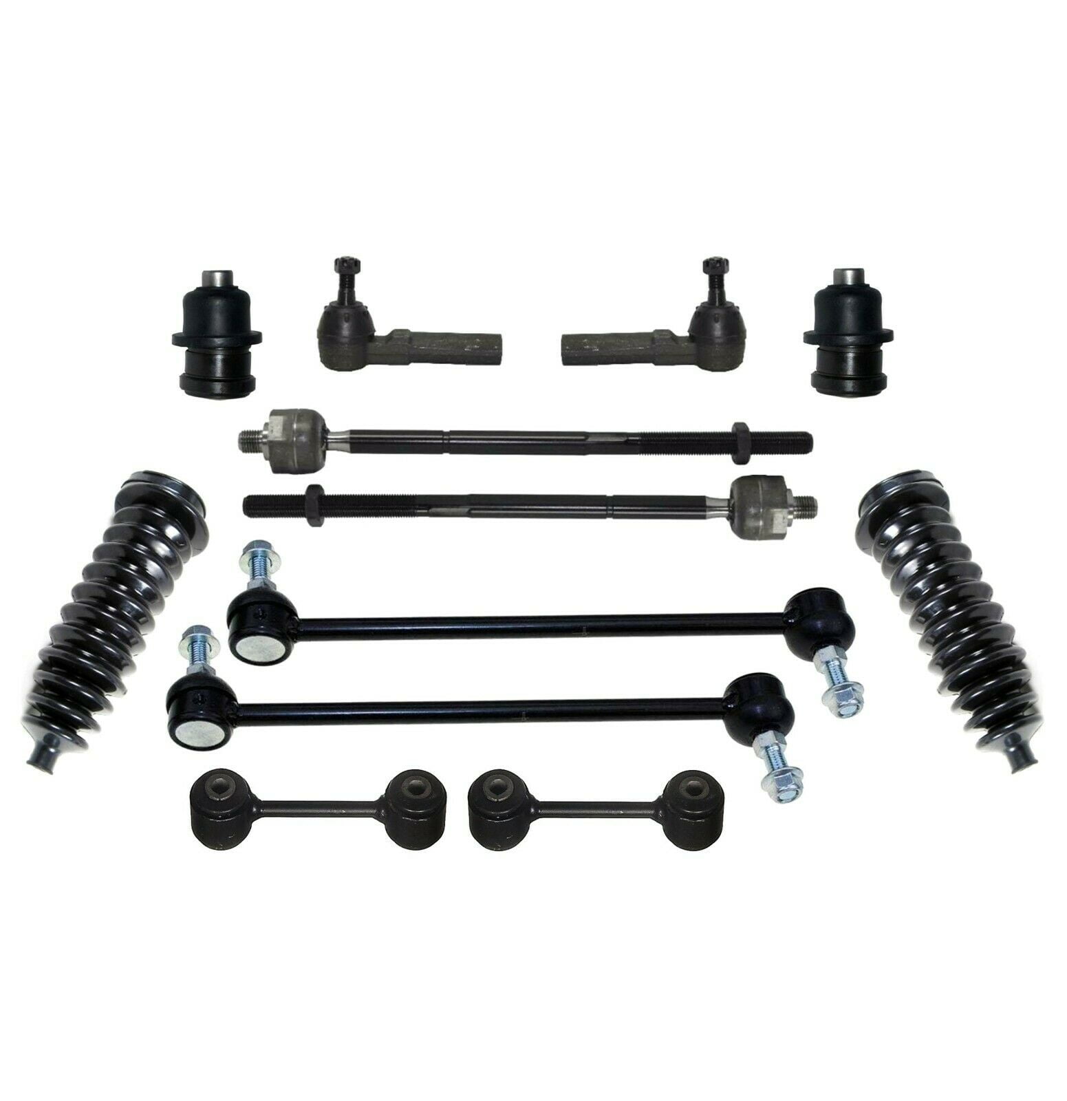 12 Pc Suspension Rear Front Sway Bars Inner Outer Tie Rod Ends Ball ...