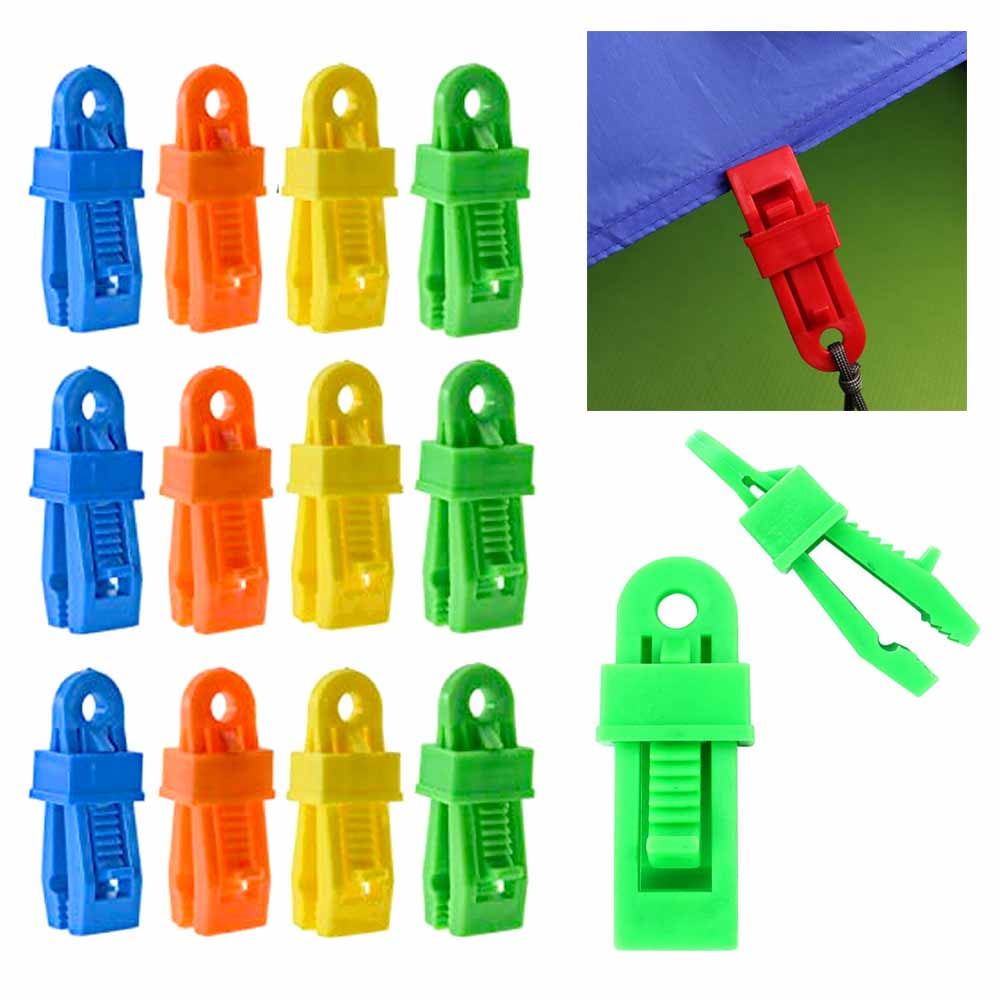 12 Pc Tent Awning Tarp Clamp Set Plastic Clip Hangers Survival ...