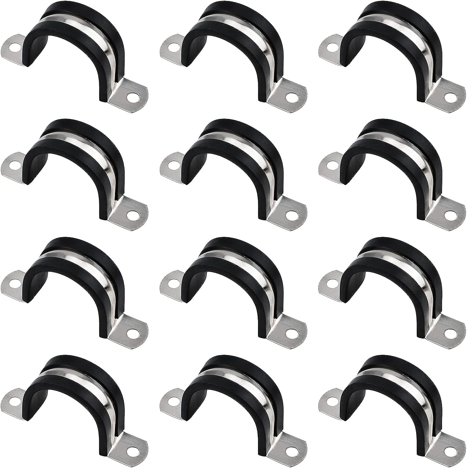 12 Pcs 1-1/2 inch U-Tube Strap Clamp, 304 Stainless Steel U-Bracket ...