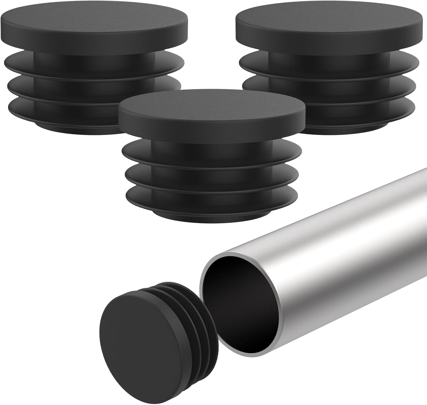 12 Pcs 1-1/4 Inch(32mm) Round Plastic Hole Plugs, Black Pipe Tubing End ...