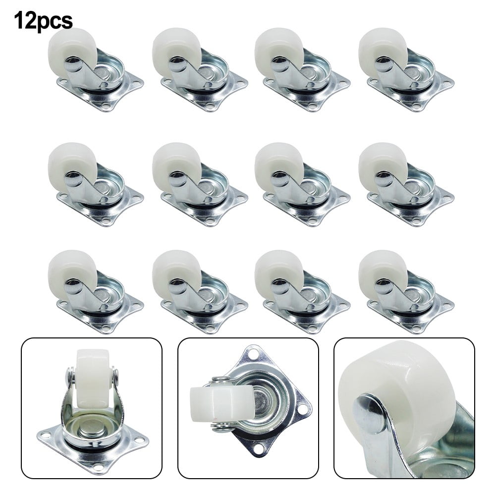 12 Pcs 1"25mm Caster Stroller Wheel Swivel Caster with Rubber Mount ...