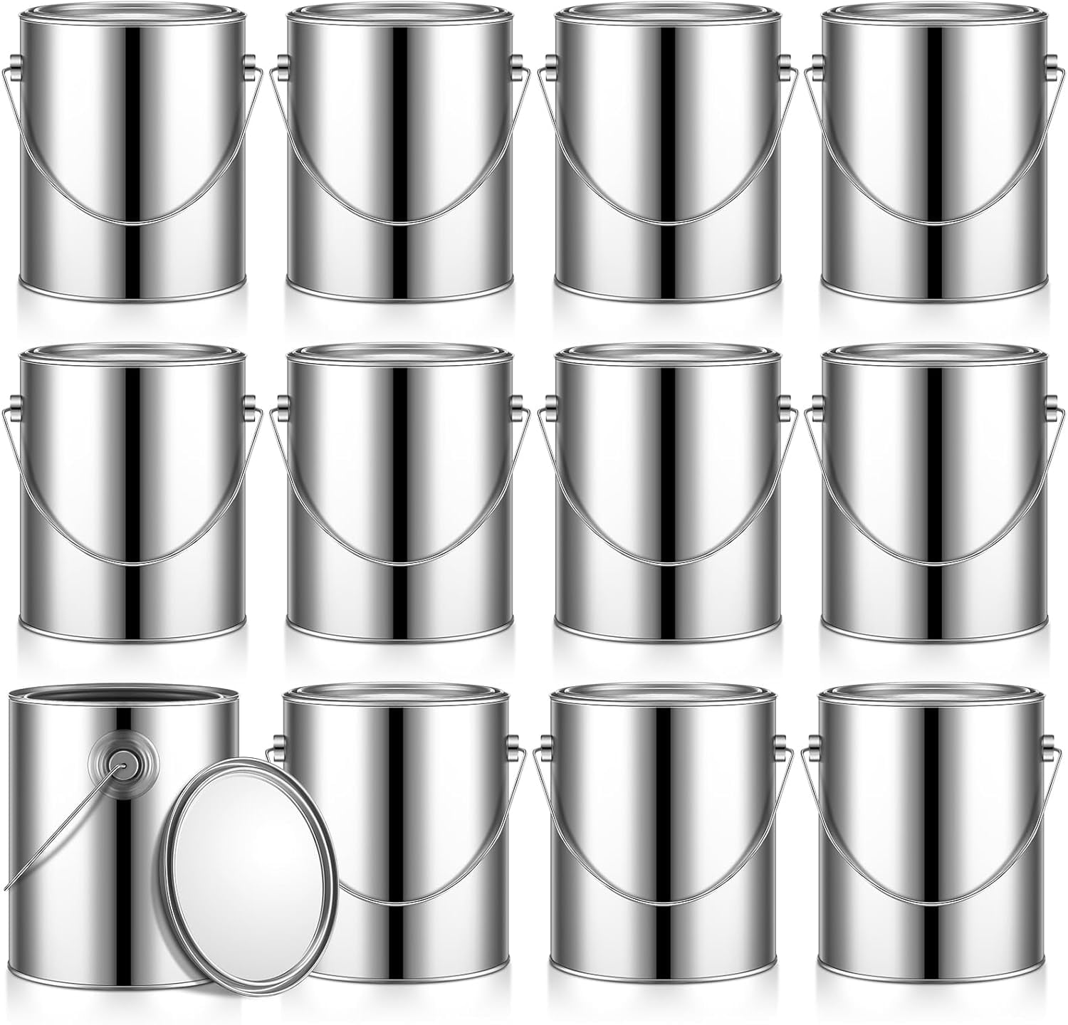 12 Pcs 1 Gallon Empty Paint Cans with Lids Metal Paint Buckets with ...