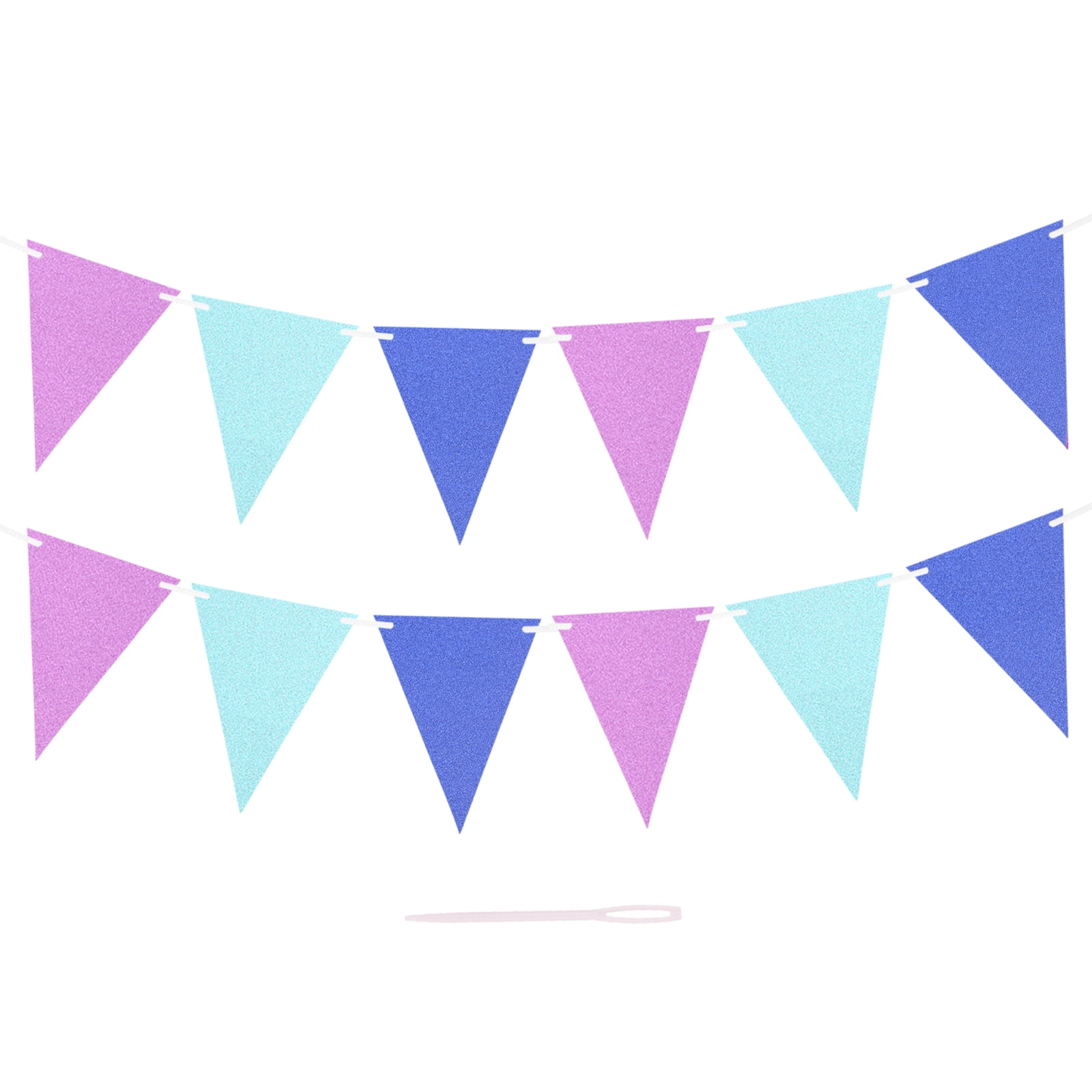12 Pcs 10 Feet Glitter Paper Garland Pennant Flags Deep/Light Blue ...