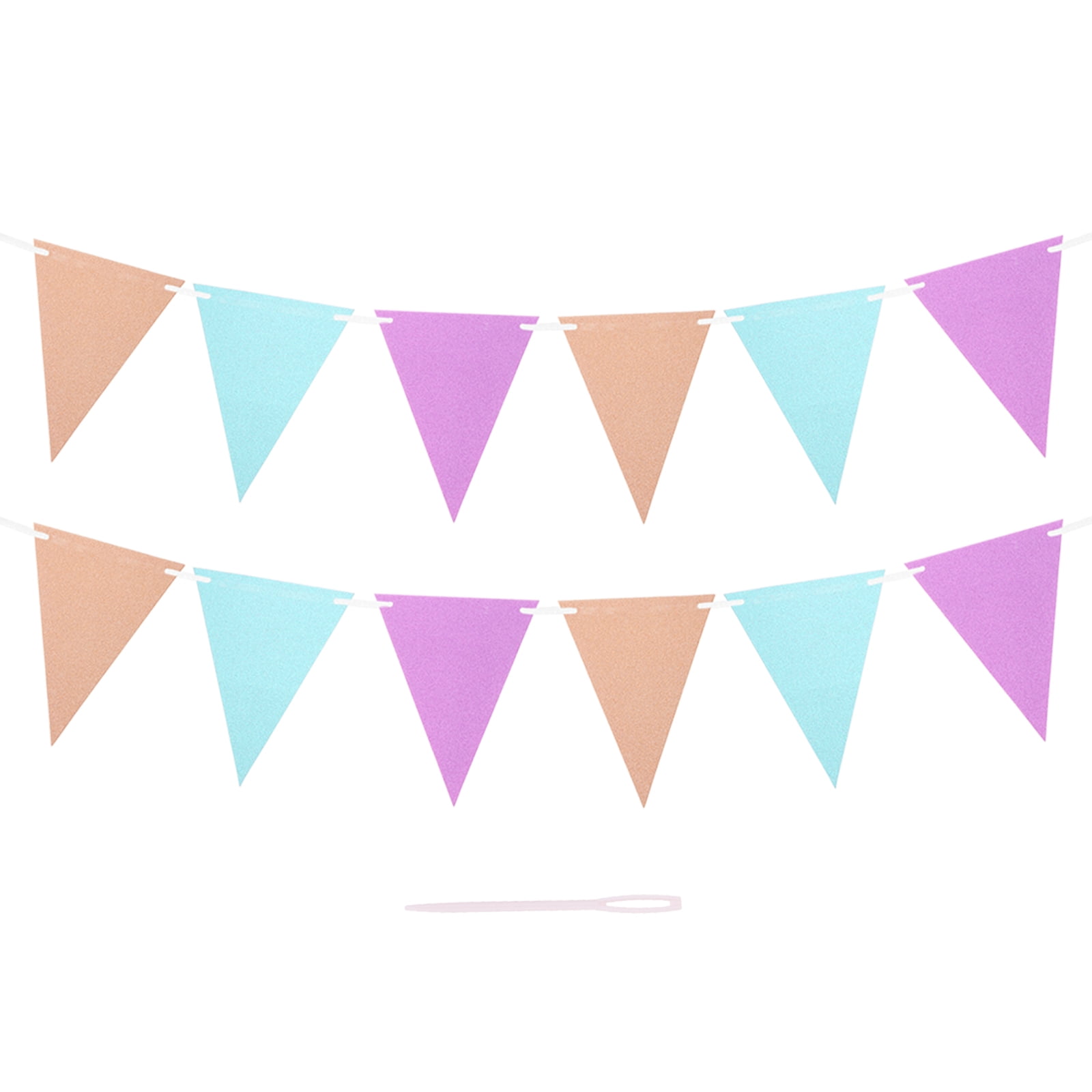 12 Pcs 10 Feet Glitter Paper Garland Pennant Flags Light Blue/Rose Gold ...