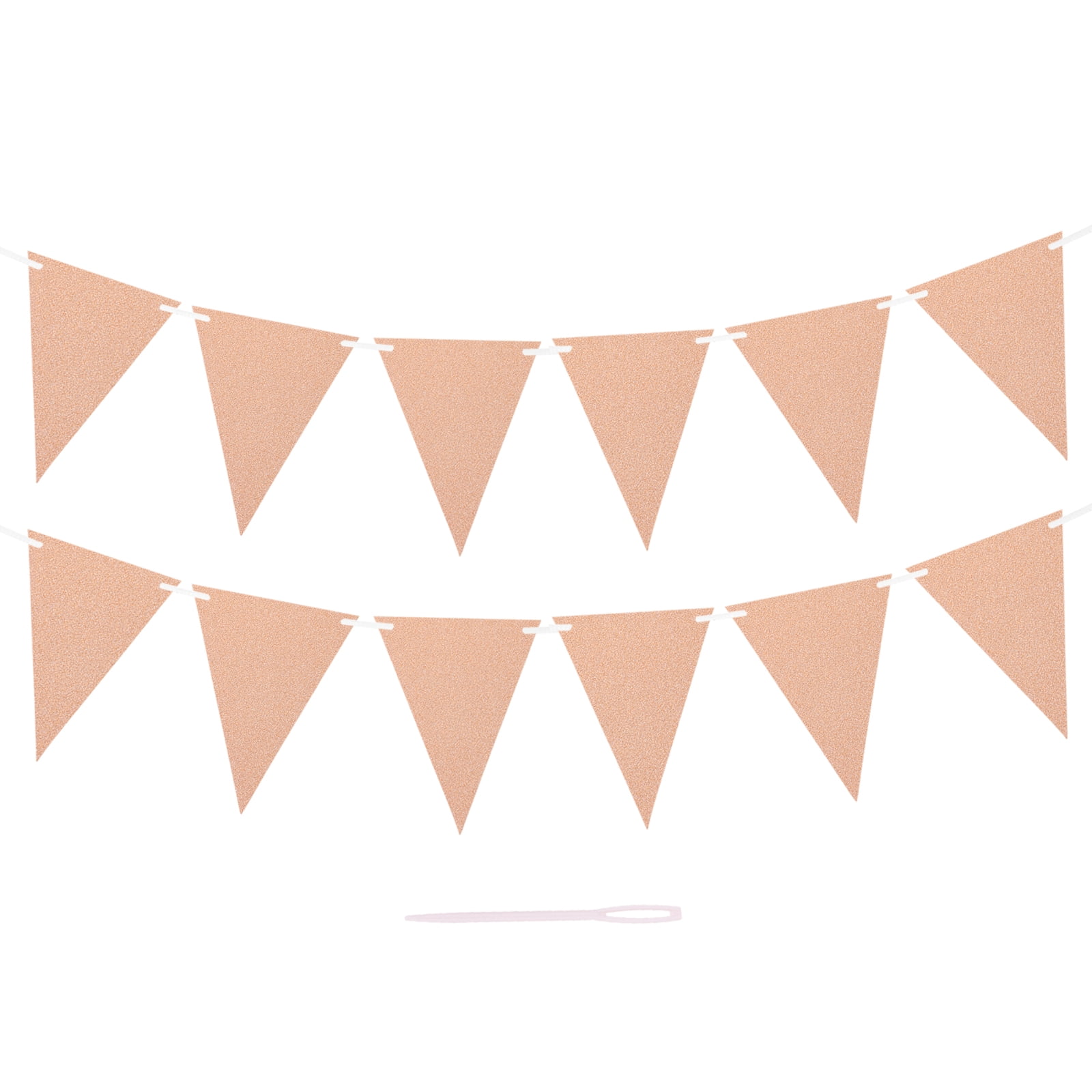 12 Pcs 10 Feet Glitter Paper Garland Pennant Flags Rose Gold Sparkle ...