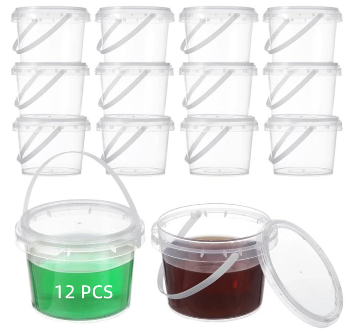 12 Pcs 10 OZ Containers for Slime,Empty Clear Bucket with Lids ...