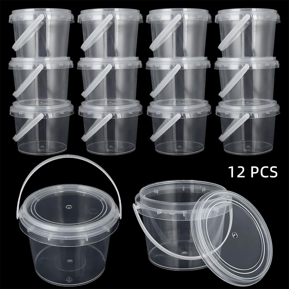12 Pcs 10 OZ Slime Containers With Lids,Clear Plastic Storage ...