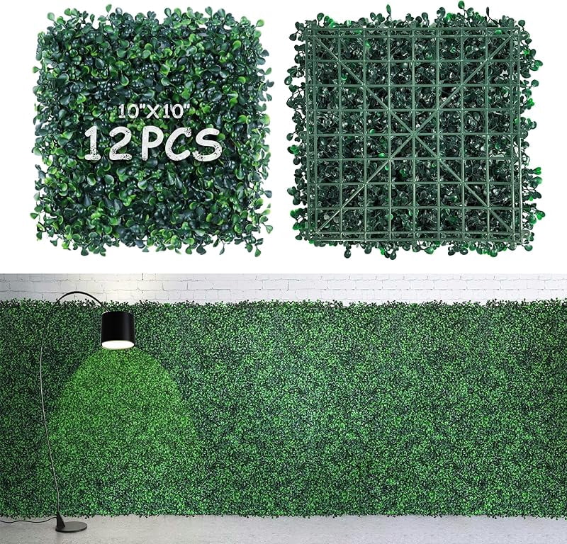 12 Pcs 10” X 10” Artificial Hedge Boxwood Panels Boxwood Hedge Grass ...
